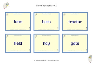 Farm Vocabulary Cards