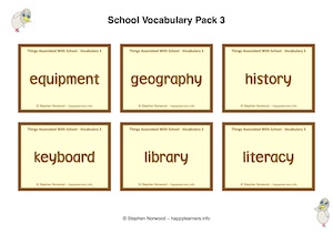 School Vocabulary Cards